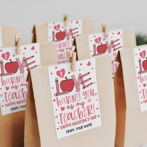 Teacher Valentines Gift Tag, I Love Having You as My Teacher Classroom ...