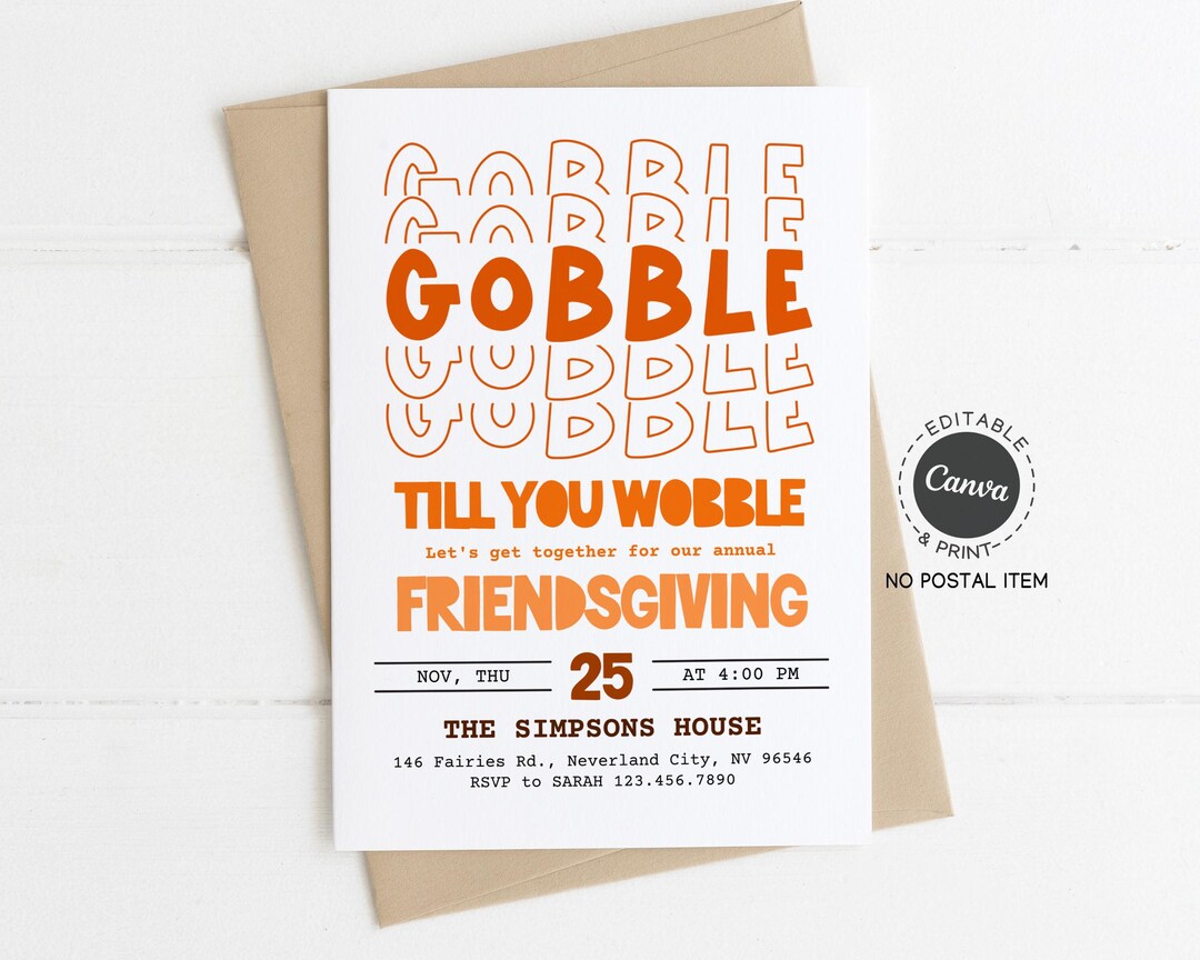 Editable Friendsgiving Invitation, Custom Printable Template for Fall ...