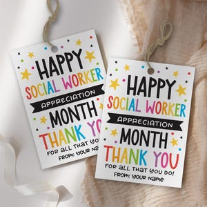 Social Work Month Gift Tag Printable, Social Worker Appreciation Tag ...