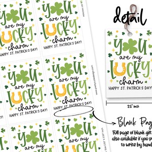 St Patricks Day Printable Gift Tags, You Are My Lucky Charm Tags, Kids ...