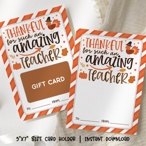 PRINTABLE Teacher Thanksgiving Card School Teacher - Etsy