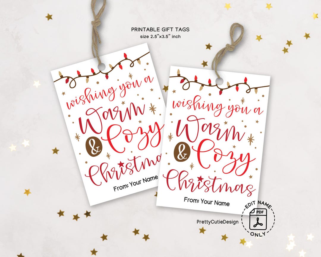 Christmas Sock Gift Tags Printable, Warm and Cozy Theme, Holiday Favor ...