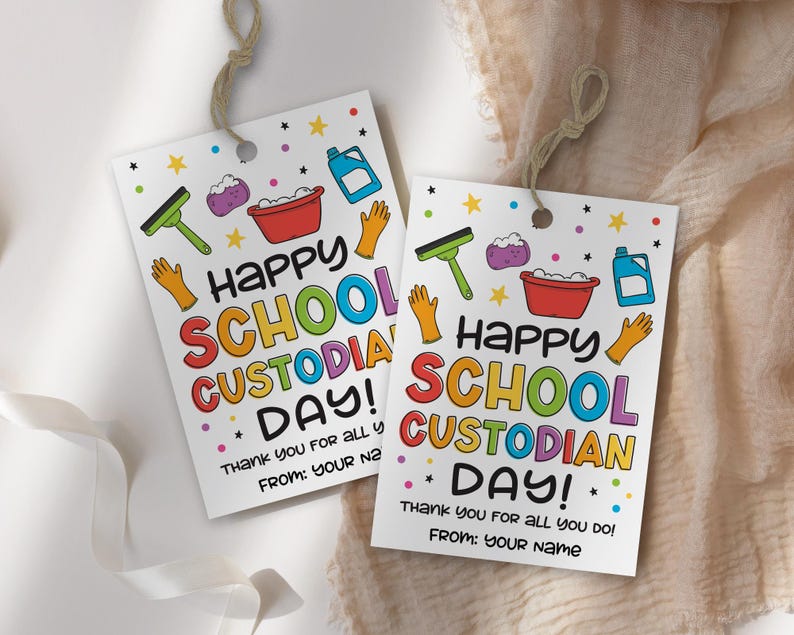 School Custodian Appreciation Gift Tags (printable) - Etsy