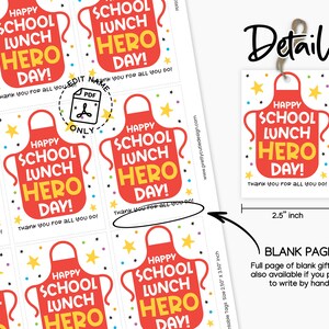 School Lunch Hero Day Tag, School Lunch Lady Tag, School Staff ...