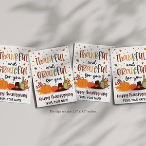 Thanksgiving Gift Tags Printable, Thankful Grateful for You, Fall Thank ...