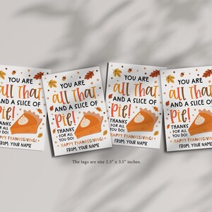 Thanksgiving Gift Tags, Grateful for You Pumpkin Pie Treat Bag Tags ...