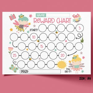 Printable Fairy Girls Reward Chart for Kids, Simple Kids Reward Chart ...
