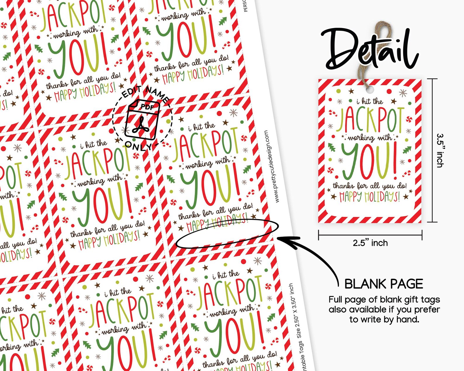 Christmas Lotto Gift Tags Printable, Jackpot Working With You, Employee ...