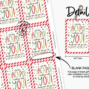 Christmas Lotto Gift Tags Printable, I Hit the Jackpot Working With You ...