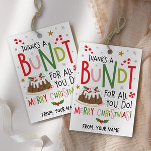 Christmas Bundt Cake Gift Tags Printable, Employee Appreciation ...