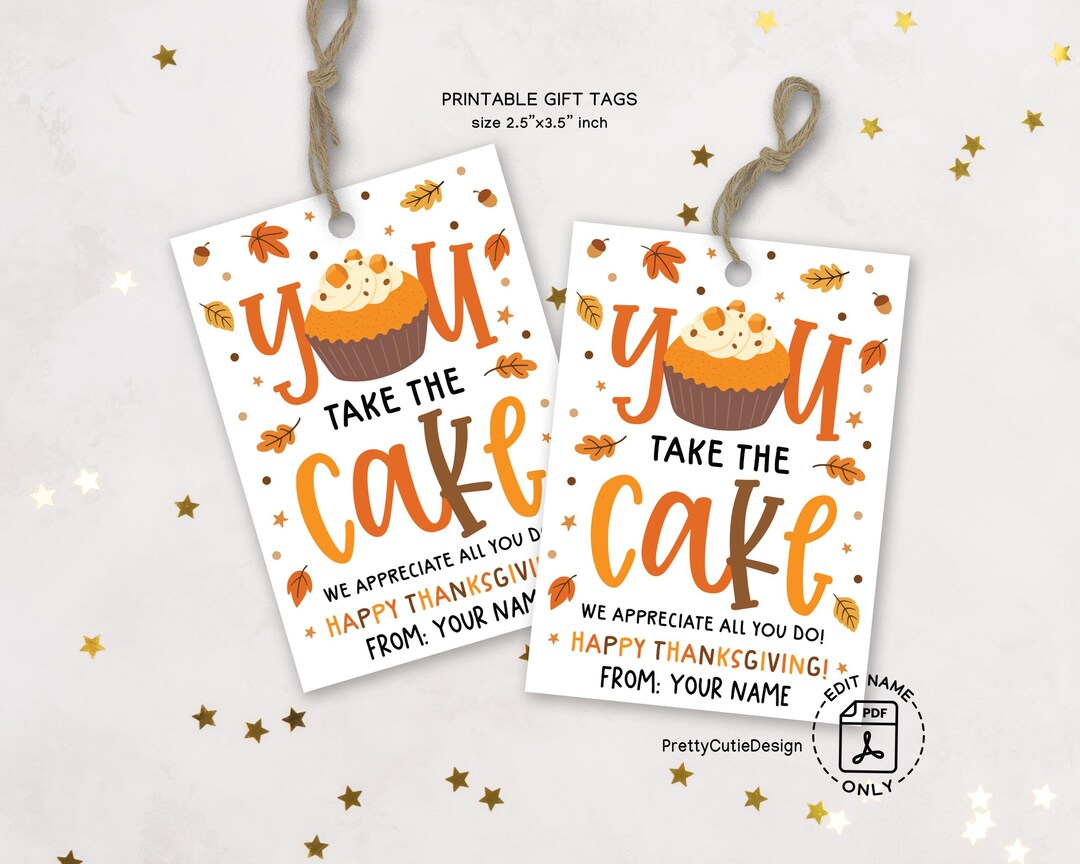 Happy Thanksgiving Gift Tags Printable, Fall Appreciation Cupcake Gift ...