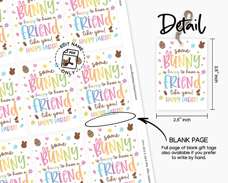 Happy Easter Printable Gift Tags, School Easter Classroom Gift Tag ...
