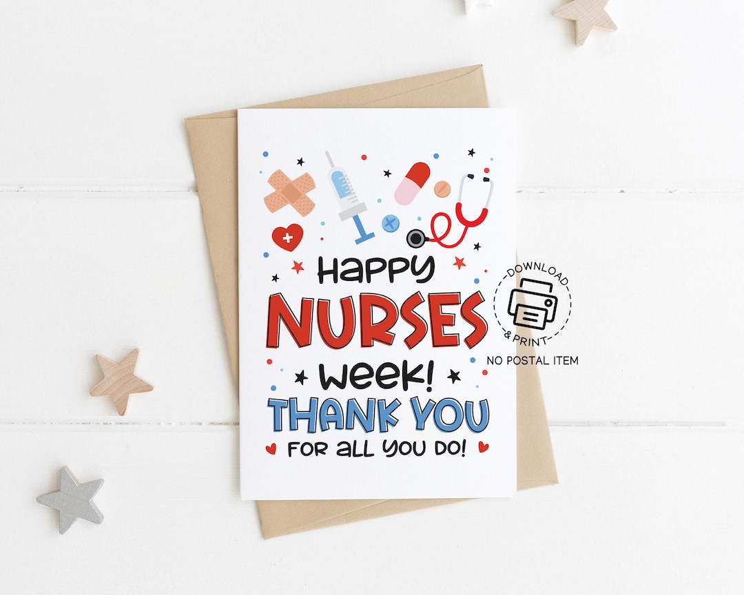 Happy Nurses Week Printable Card, Thank You Card for Nurse Appreciation ...