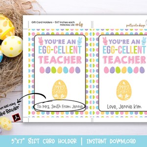 You're an Egg-cellent Teacher, Pastel Color Easter Coffee Gift Card ...