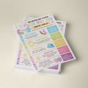 Easter Spirit Week Flyer Template, School Spirit Week Template, Spirit ...