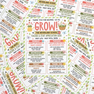 Teacher Appreciation Week Itinerary Flyer: Spring Garden Theme ...