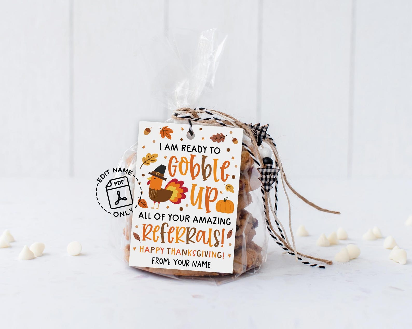 Thanksgiving Referral Gift Tags: Turkey Treat Bag Tags (digital ...