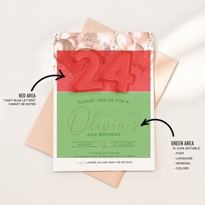 24th Birthday Invitation Download, Printable Rose Gold Birthday ...