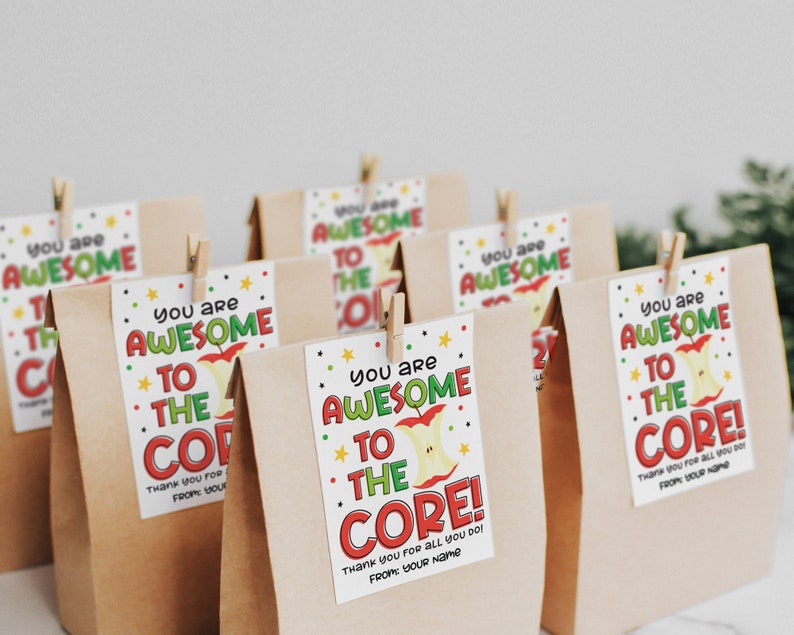 Teacher Appreciation Apple Gift Tag, Printable Thank You (PDF) - Etsy