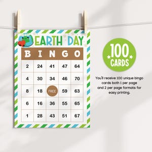 Earth Day Bingo Printable Numbers Game, 100 Cards for Classroom or ...