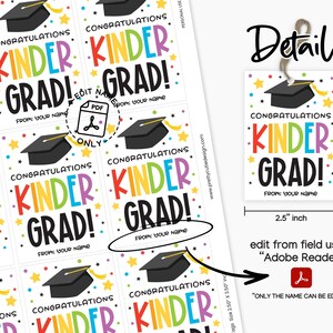 Congratulations Kinder Grad Gift Tag Printable, Kindergarten Graduation ...