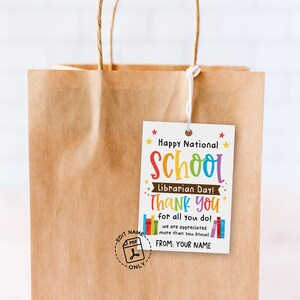 School Librarian Appreciation Tag, School PTO PTA Staff Appreciation ...
