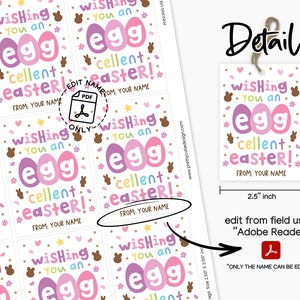Happy Easter Printable Gift Tags, Eggcellent Easter Gift Tags, Easter ...
