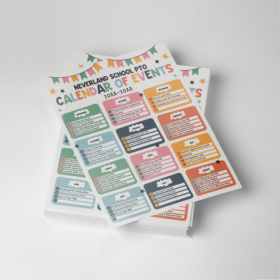 Editable School Calendar Template: PTA PTO Events Planner (canva ...