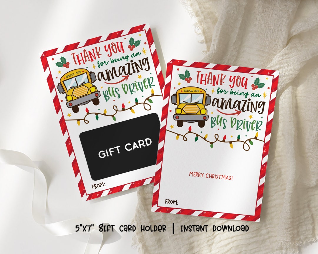 School Bus Driver Gift Card Holder, Bus Driver Gift Card Printable ...