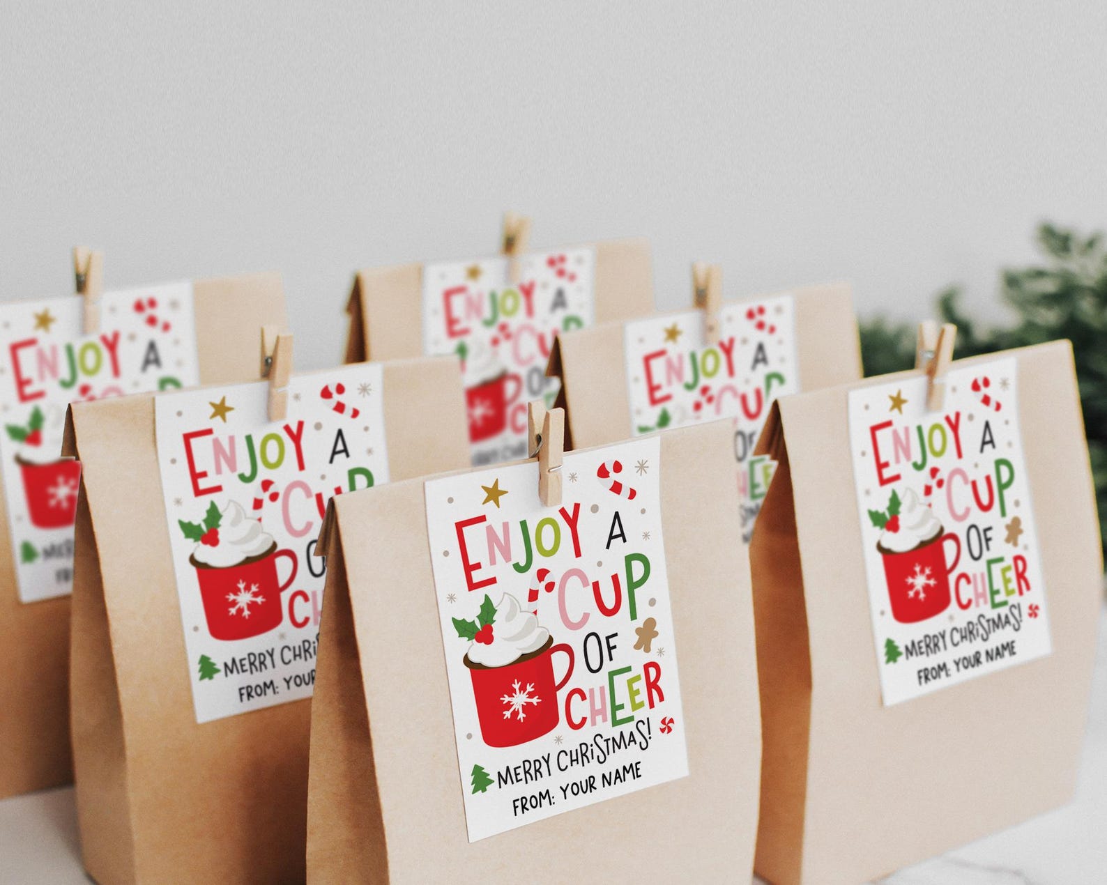 Christmas Gift Tags, Cup of Cheer Hot Cocoa, Holiday Printable for ...