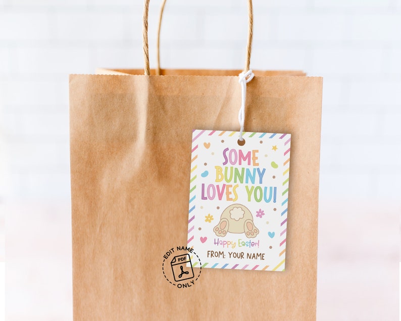 Easter Gift Tag Printable, Somebunny Loves You Tag, Happy Easter Bunny ...