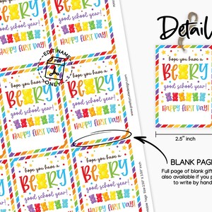 Beary Good School Year Gift Tags: Gummy Bear Treat, Printable PDF - Etsy