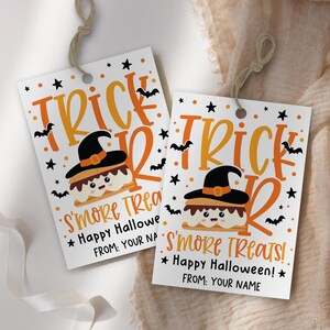 Halloween Printable Gift Tags, Trick or Smore Treat, Spooky Smores Tags ...
