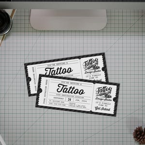 Editable Tattoo Gift Ticket Template: Printable Tattoo Voucher - Etsy