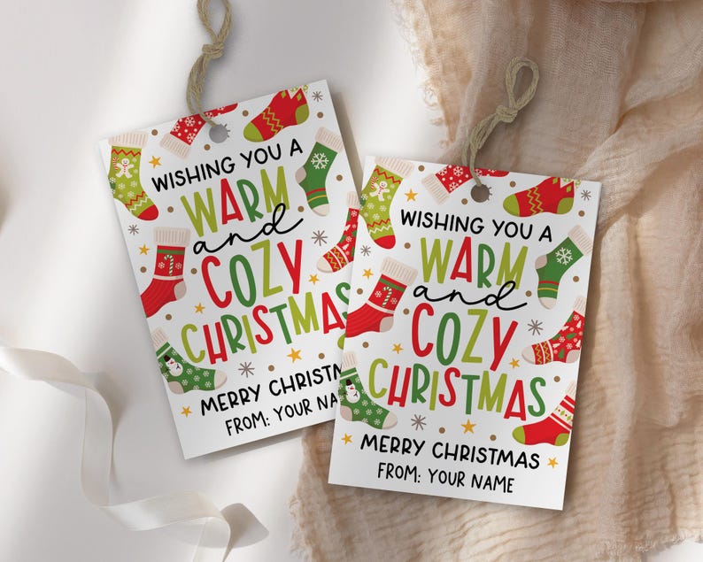 Fuzzy Socks Christmas Gift Tags Printable, Warm and Cozy Stockings ...