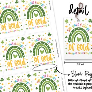 St Patricks Day Heart of Gold Printable Favor Tags, Rainbow St Patricks ...