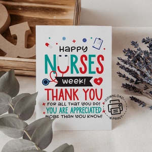 Nurse Appreciation Card, Happy Nurses Week Card Printable, Nurse ...
