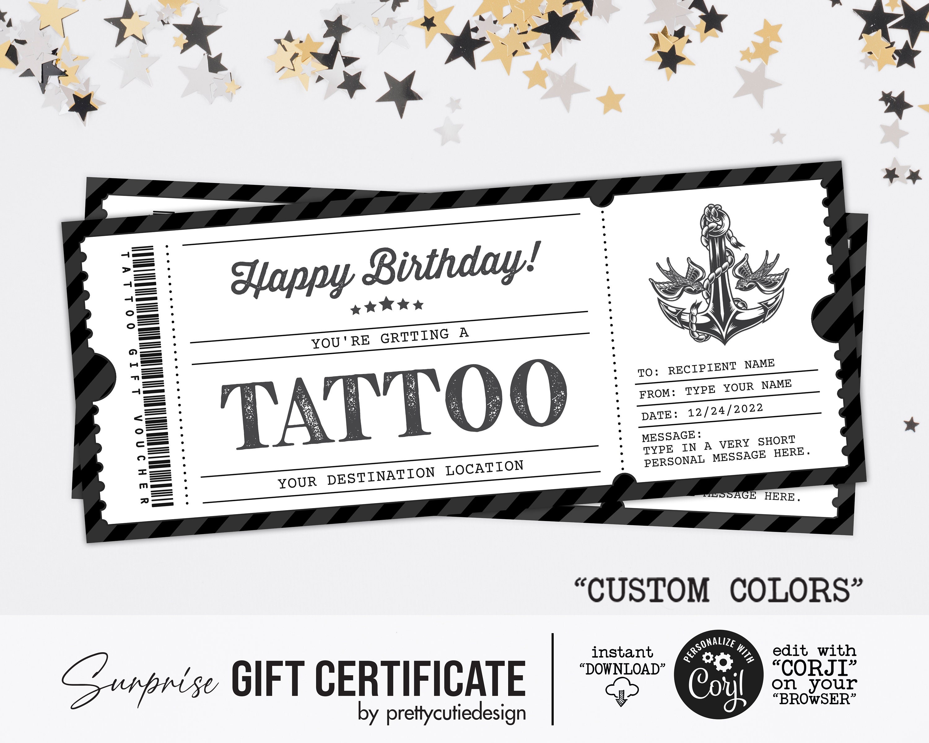 Surprise Tattoo Gift Certificate Customizable Birthday Gift - Etsy