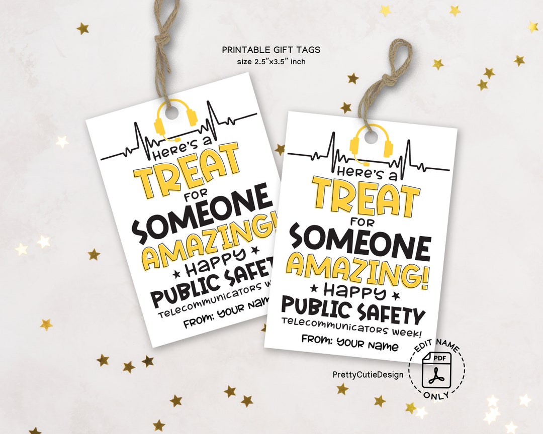 Public Safety Telecommunicators Week Gift Tag Printable, 911 Dispatcher ...