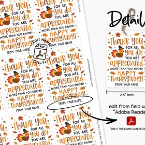 Thanksgiving Gift Tags Printable, Thankful Goodie Bag Tags, Happy Fall ...