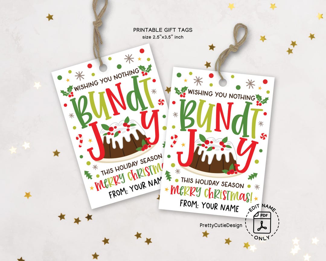 Christmas Gift Tags Printable, Bundt Joy Cake, Holiday Baking Treat ...