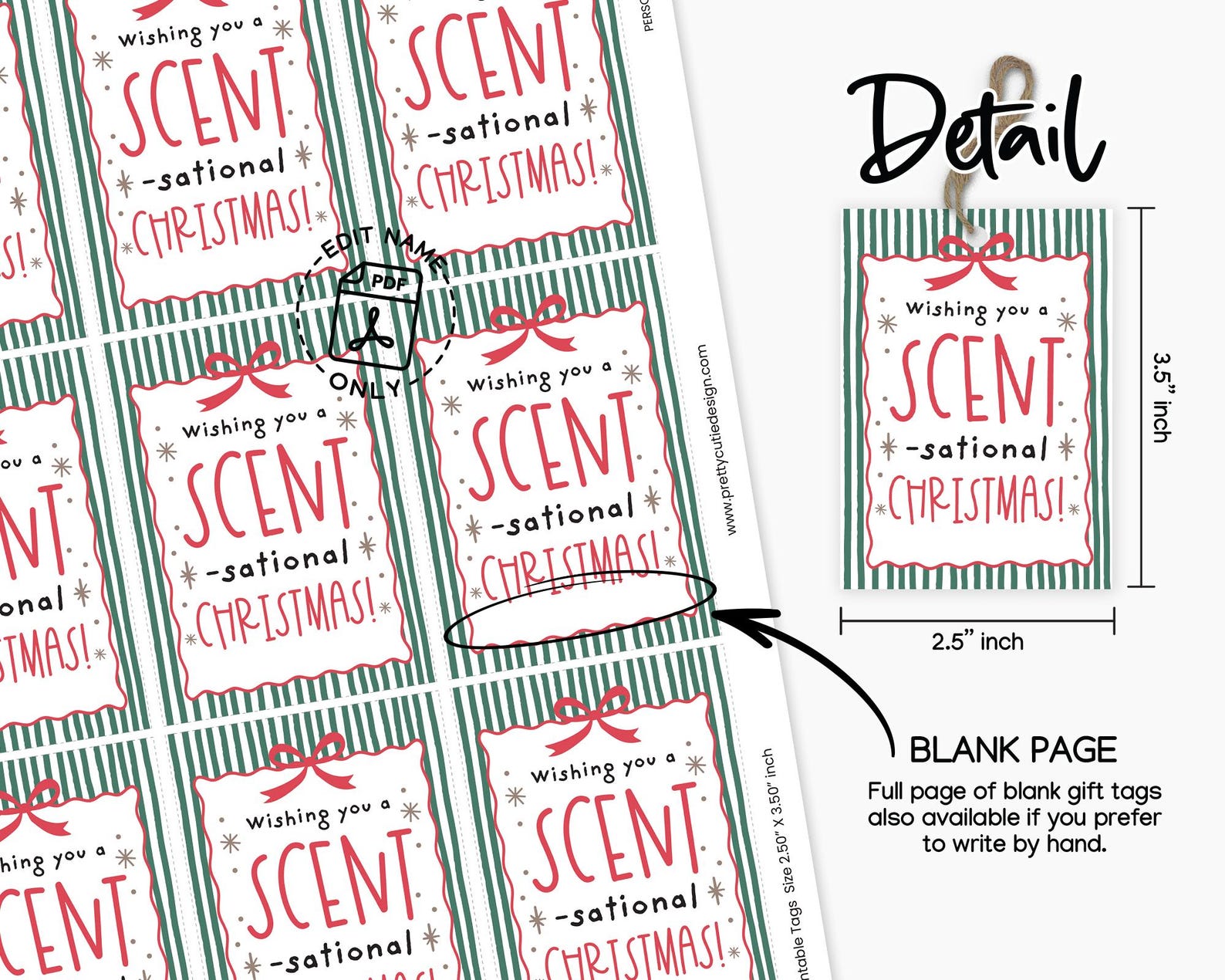 Christmas Gift Tags, Scent-sational Candle Tag Printable, Holiday Bath ...