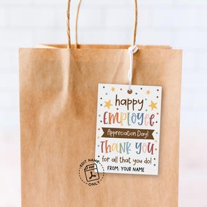 Printable Employee Appreciation Day Gift Tag, Thank You Employee Gift ...