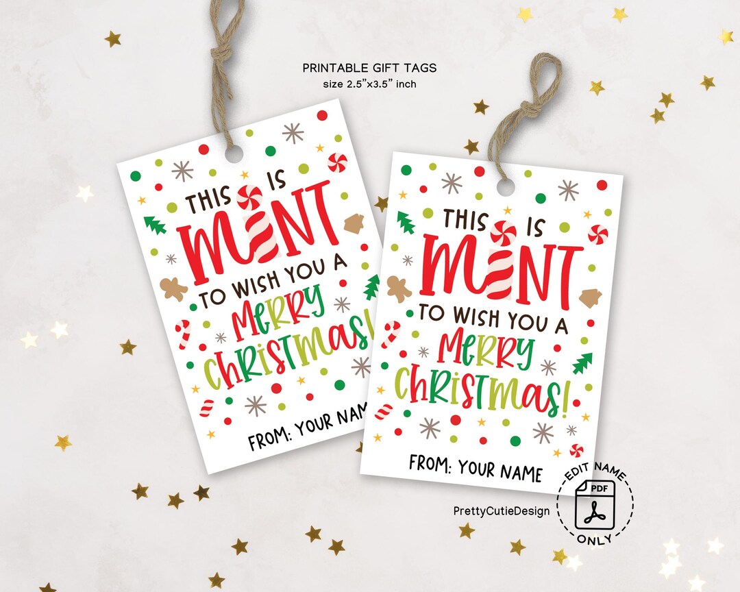 Peppermint Candy Christmas Gift Tags Printable, Mint Pun Holiday Labels ...