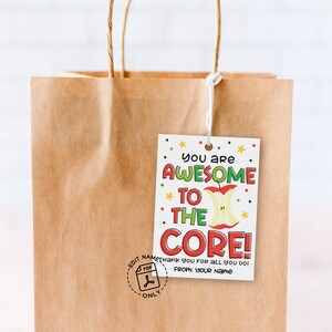 Teacher Appreciation Apple Gift Tag, Printable Thank You (PDF) - Etsy