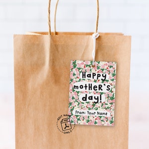 Mothers Day Gift Tags Printable, Mothers Day Flowers Tag, Mother's Day ...