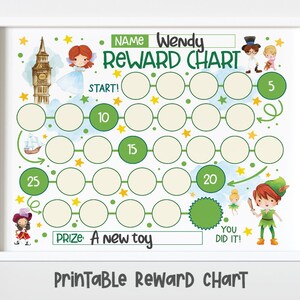 Peter Pan Reward Chart for Kids, Simple Kids Reward Chart, Neverland ...