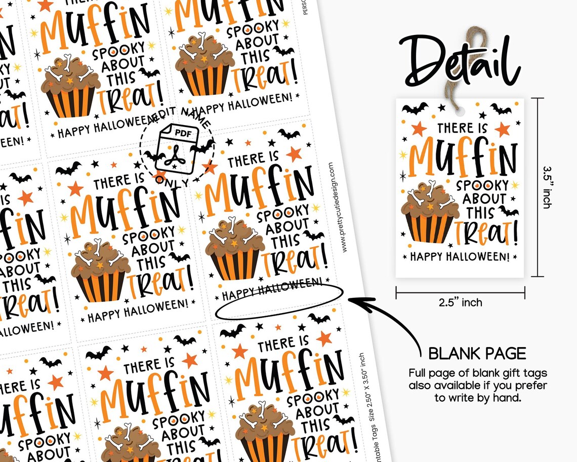 Halloween Muffin Treat Tags: Spooky Pun Gift Tags (printable PDF ...