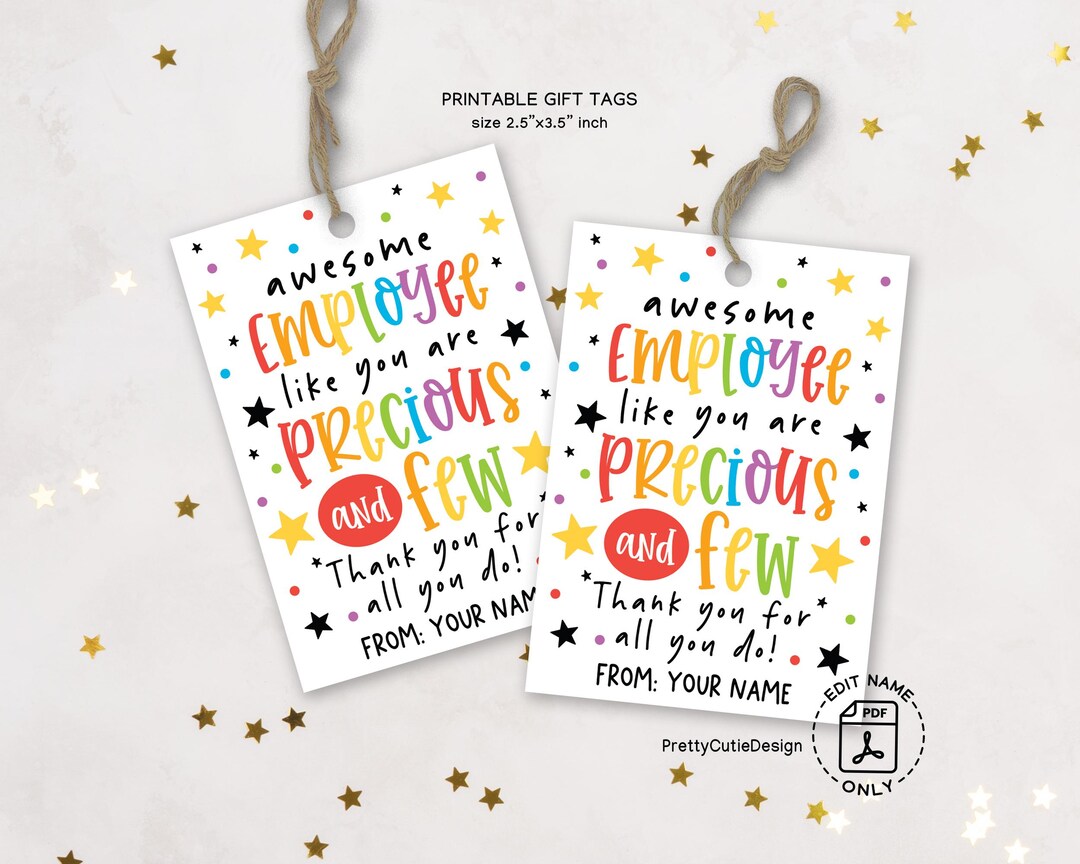 Employee Appreciation Day Gift Tag, Printable Thank You Employee Gift ...