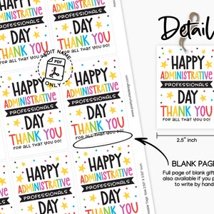 Administrative Professionals Day Tag Printable, Admin Professionals ...